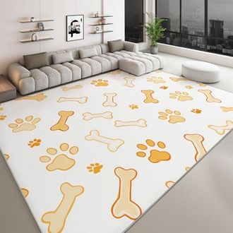 Generic Tapis pour Salon Antid&eacute;rapant 160 x 230 cm, Tapis Lavables &agrave; Poils Courts Dessin&eacute; &Agrave; La Main Mignon Animaux Pattes pour Cuisine Salle &agrave; Manger Bureau e