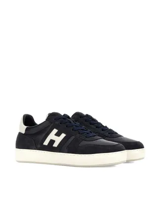Hogan Mens Sneakers H-Tv Suede-Nappa Blue Trainers