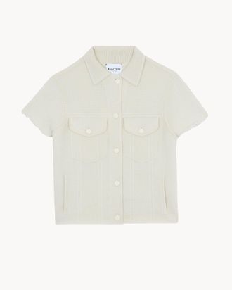 Kujten Veste cachemire courte jacquard denim, 4 fils - Veste Jessinda