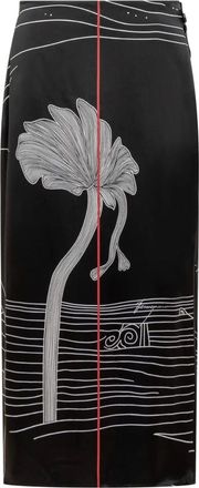 Ferragamo Femme, Jupes, Noir, Taille: 38 FR All-over Printed Silk Skirt