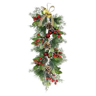 Generico Weihnachtskranz f&uuml;r Haust&uuml;r, Zubeh&ouml;r f&uuml;r 3D-Glocken, 64 cm, k&uuml;nstliche Kr&auml;nze f&uuml;r den Winter, f&uuml;r Haus, Bauernhof, Outdoor, Party, Wand, Fenster, Urla