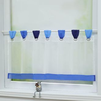 Joyswahl Scheibengardine Voile Bistrogardinen mit Schlaufen »Charlott« Küche Kurzgardine HxB 60x180cm Blau 1er Pack