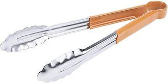 Contacto Zange HACCP aus Edelstahl, 30 cm, Küchenzange, Griff mit farbigem Vinyl-Überzug, schwere Qualität, braun