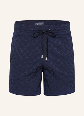 Vilebrequin Badeshorts Turtle Monogram Jacquard Moopea blau