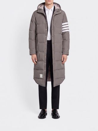 Thom Browne Lange Daunenjacke von aus Nylon mit Kapuze und 4-Bar-Logo