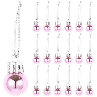 TOPBATHY Mini Weihnachtsbaumkugeln 24 St&uuml;Ck 2 cm Rosa Kugel Dekoration F&uuml;R Kleine Christbaum B&auml;Ume Kr&auml;Nze Girlanden Innenbereich Festliche Weihnachts Deko