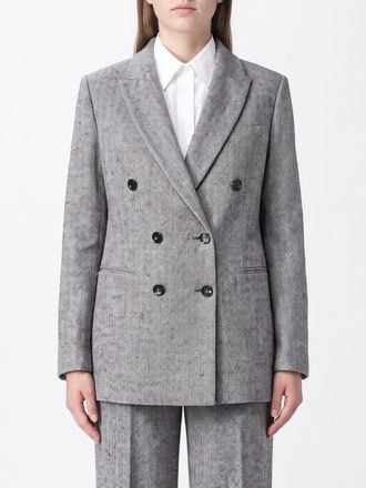Circolo 1901 Blazer crois&eacute; en laine et soie &agrave; motif chevrons