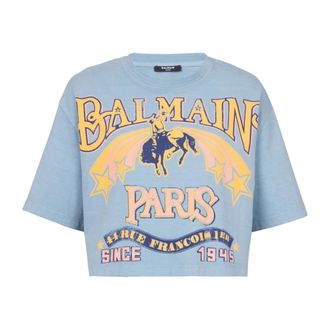 Balmain Western T-Shirt - - Tops - Damen - Blau - M