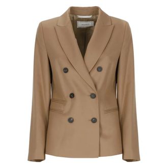 PESERICO Blazer en lin &agrave; double boutonnage - Femme - Vestes - Beige - Taille: 36 FR