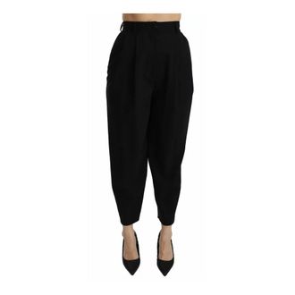 Dolce & Gabbana Schwarze Woll-Cropped-Hose - - Trousers - Damen - Schwarzk - S