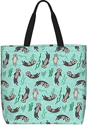 Generic Sac De Courses Motif DAnimaux Mignons Et Adorables Dans La Mer Sac Femme Plage Avec Poign&eacute;es R&eacute;utilisable Sacs En Toile, Pour &Eacute;cole, Femmes, Voyage, S