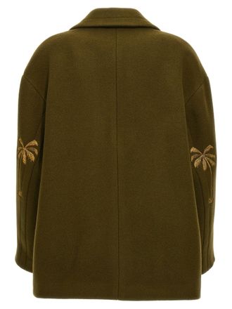Palm Angels Womens Bicolor Virgin Wool Coat Clothing