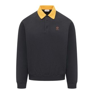 Versace Besticktes Baumwoll-Jersey-Sweatshirt - - Sweatshirts & Hoodies - Herren - Blau - M