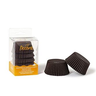 Decora 0339632 Braune Backförmchen, Bequeme Backförmchen zum Backen, Servieren und Verschenken von Muffins, Hitzebeständig bis 220 °C, In praktischer Blister