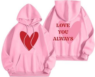 Generic Sweat &agrave; capuche &agrave; manches longues pour la Saint-Valentin 2026 pour femme (3), rose, XXL