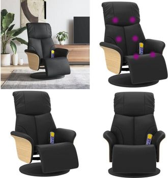 vidaXL Massagesessel mit Fu&szlig;teil Schwarz Kunstleder - Massage Stuhl - Relaxstuhl - Entspannungsstuhl - Massagesessel - Elektrischer Massagesessel - Home &