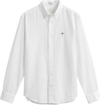 GANT Homme, Chemises, Blanc, Taille: S Camicia en seersucker