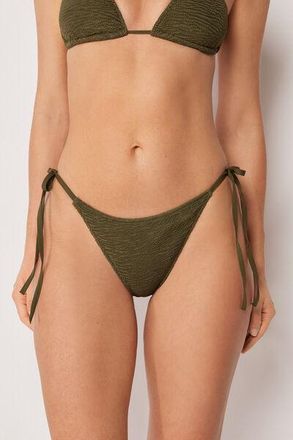 Calzedonia Bikinihose Mit Schmalen B&auml;ndchen Crinkle Waves Grun