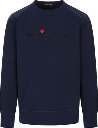 Kiton Homme, Sweatshirts et sweats à capuche, Noir, Taille: 2XL SweaT-shirt noir à col rond avec logo brodé