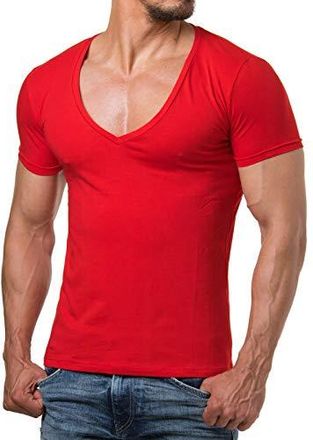 Re Rock T-Shirt col V Profond pour Homme - Fitness T-Shirt Slim fit - Basic V-Shirt - S a 3XL