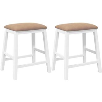 vidaXL Barst&uuml;hle mit Kissen 2 Stk. Wei&szlig; Massivholz Gummibaum - Vidaxl