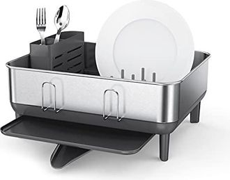 Simplehuman Geschirr-Abtropfgestell aus Edelstahl in der Farbe Grau, Maße: 39,4cm x 38cm x 19cm, KT1184DC