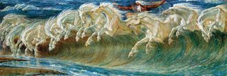 1art1 Walter Crane Poster Neptuns Pferde, 1892 Kunstdruck Bild 158x53 cm