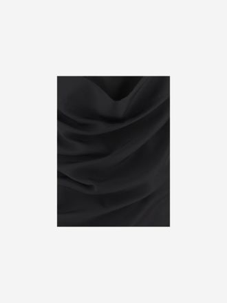 Carven Womens Silk Lingerie Dress With Draping Black