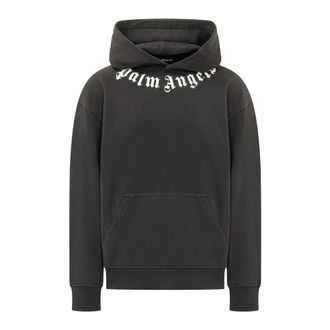 Palm Angels Neck Logo Regular Hoodie - - Sweatshirts & Hoodies - Herren - Schwarzk - XL