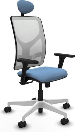 Piqueras y Crespo Center-Stuhl mit 3D-Armlehnen, h&ouml;henverstellbare Lendenwirbelst&uuml;tze und festes Kopfteil, ausgestattet mit 3 Positionen, Wei&szlig;/Himmelblau