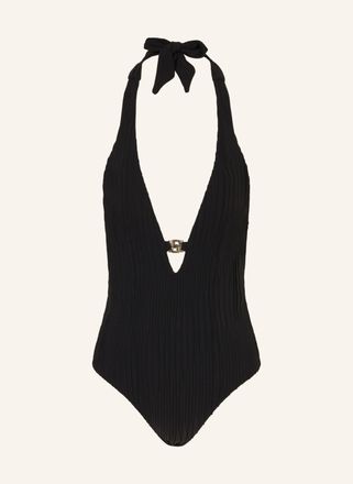HUGO BOSS Neckholder-Badeanzug Double B Mit Cut-Out schwarz