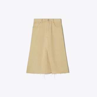 Tory Burch Damen Unstrukturierter Midi-Jeansrock