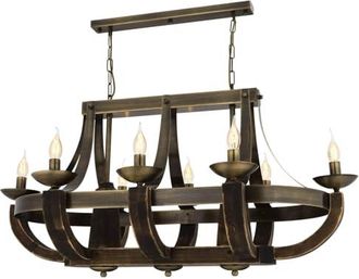 Opviq Elegant Wooden Chandelier, Vintage Brown, 80 cm Height x 106 cm Width x 58 cm Depth | 8 x E14 Max 40W | Perfect for Modern & Traditional Spaces