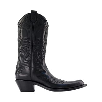 Acne Studios Spitze Leder Cowboystiefel - - Shoes - Herren - Schwarzk - 43 EU
