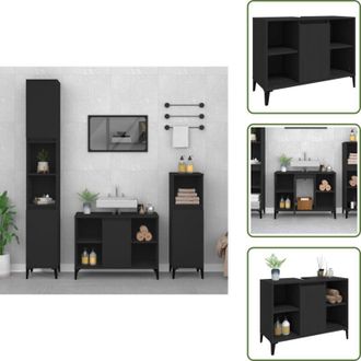 vidaXL Vidaxl - Meuble d&eacute;vier noir 80x33x60 cm bois ding&eacute;nierie - Armoire De Salle De Bain - Meuble Vasque - Meuble Sous &Eacute;vier - Rangement Salle De Bain
