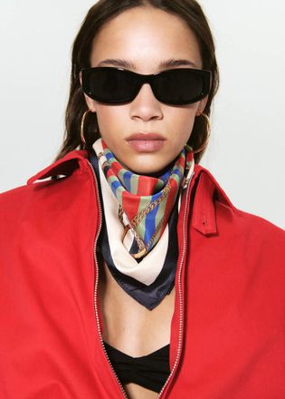 Mango Chain-print scarf rouge - Femme - Taille unique - MANGO