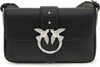 Pinko Schwarze Kalbsleder Bos Taurus Schultertasche