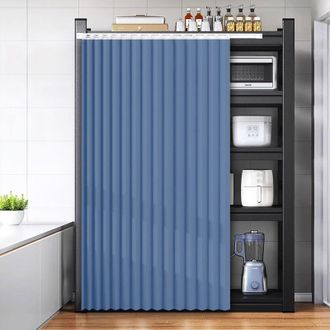 Generic Ma&szlig;gefertigte, Selbstklebende Staubschutzvorh&auml;nge f&uuml;r Kleiderschr&auml;nke, geeignet f&uuml;r K&uuml;chen, Schr&auml;nke -Dark Blue- W150cmxH220cm