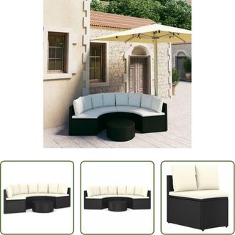 vidaXL Poly Rattan - 5-tlg. Garten-Sofagarnitur mit Auflagen Poly Rattan Schwarz