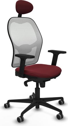 Piqueras y Crespo Jorquera 2D-Armlehnen, h&ouml;henverstellbare Lendenwirbelst&uuml;tze und festes Kopfteil, ausgestattet mit 5 Positionen, Wei&szlig;/Granatrot