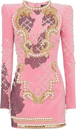 Balmain Femme, Robes, Rose, Taille: 34 FR Robe en velours avec broderie