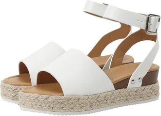 Generic Espadrilles compensées pour femme - Chaussures de plage - Chaussures dété à bout ouvert - Boucle de cheville - Sandales dété à talons moyens - Sangle 