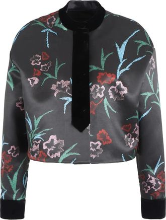 Giorgio Armani veste crop à fleurs - Noir
