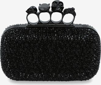 Alexander McQueen Knuckle-Clutch mit vier Ringen und Kette - Item 8503111BLDA1000