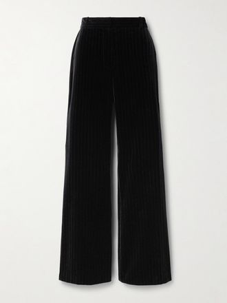 Nili Lotan Pantalon Large En Velours De Coton &Agrave; Fines Rayures Effy - Noir