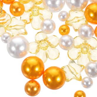 Valiclud 90 Stück Teiliges Vase Füllperlen Künstliche Schwebende Perlen Dekoratives Füllmaterial für Blumenvase Party Hochzeitsdeko Gelbe Blumenoptik Vielseiti