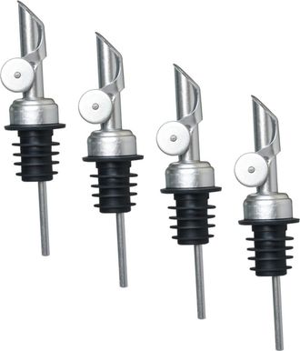 DOITOOL 4 St&uuml;ck Teiliges Edelstahl Ausgie&szlig;er f&uuml;r &Ouml;lflaschen Auslaufsicherer &Ouml;l ausguss mit Drehmechanismus Praktischer Flaschen ausgie&szlig;er f&uuml;r Oliven&ouml;l und Spi