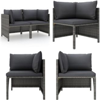 vidaXL 2-Sitzer-Gartensofa mit Polstern Grau Poly Rattan - Outdoor M&ouml;bel - Gartenm&ouml;bel - Eckbank - Lounge Set - Rattan Gartenm&ouml;bel - Home & Living
