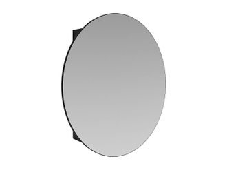 Vente-Unique Badezimmer H&auml;ngeschrank oval mit Spiegel - Schwarz - RURI