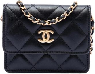 Chanel Sac bandouli&egrave;re matelass&eacute; en cuir dagneau Pre-owned - Femme - Pre-owned - Noir - Taille: ONE Size